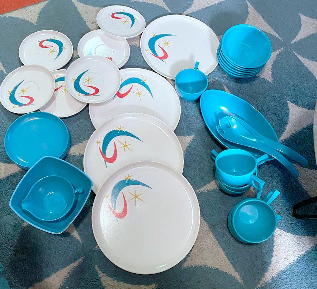 RARE 1950s "celestial" Spaulding Ware , Chicago Melmac Dinner Set for 6 ...