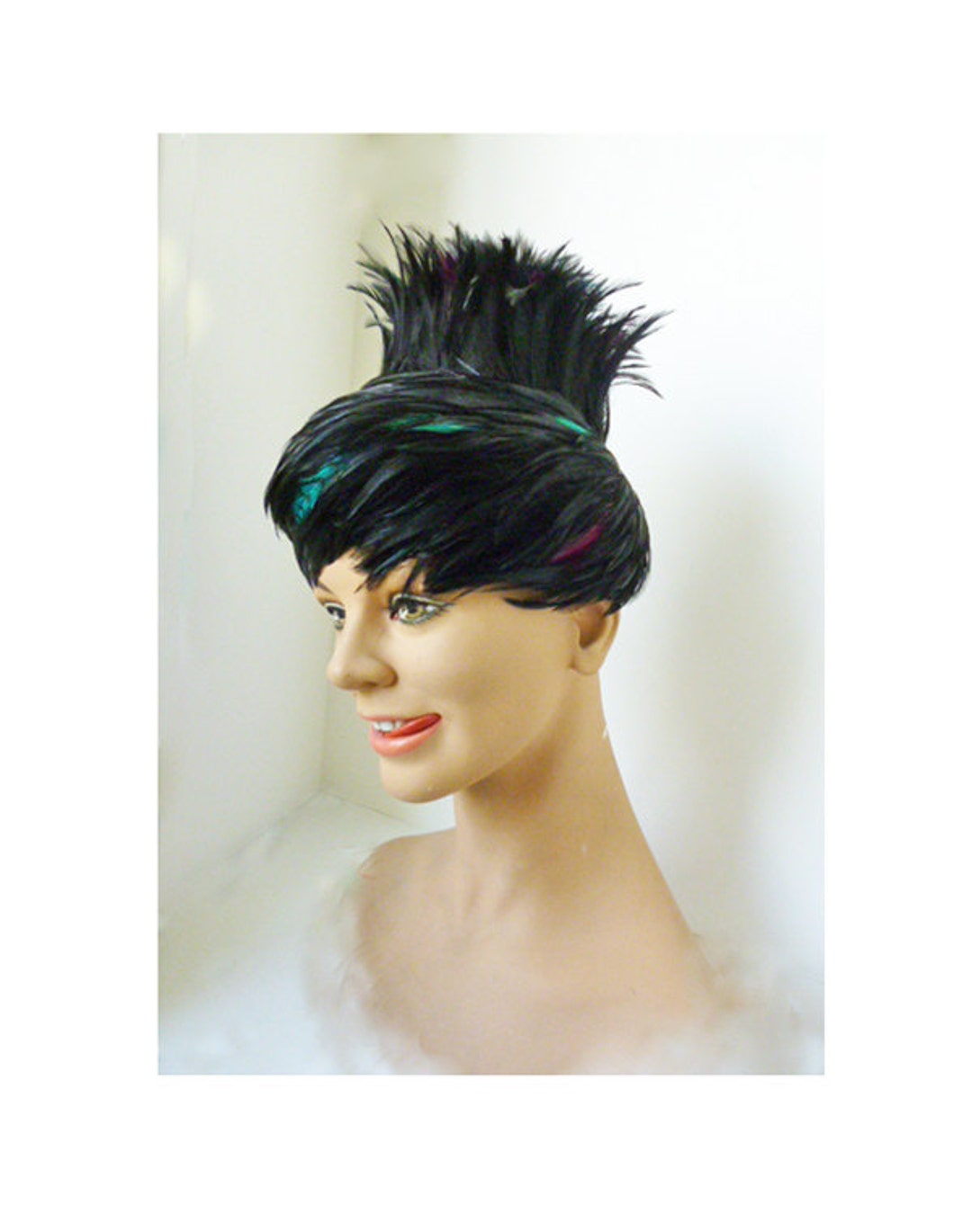 Rare 1950s Atomic Feather "volcano" Hat, Blue Accents, Noreen Label ...