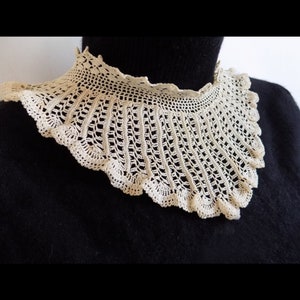 1800s Victorian Crocheted Collar, Lace, Needs Gentle Bleaching, Solid ...