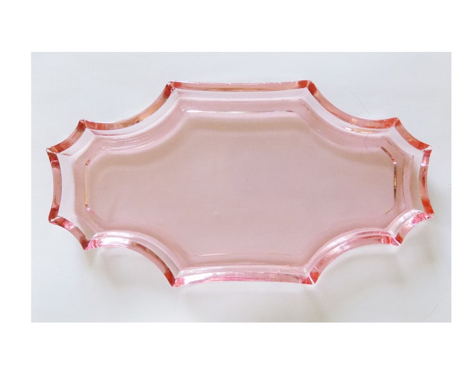 1920s-40s Stunning Art Nouveau / Art Deco Pink Glass Tray for Boudoir ...