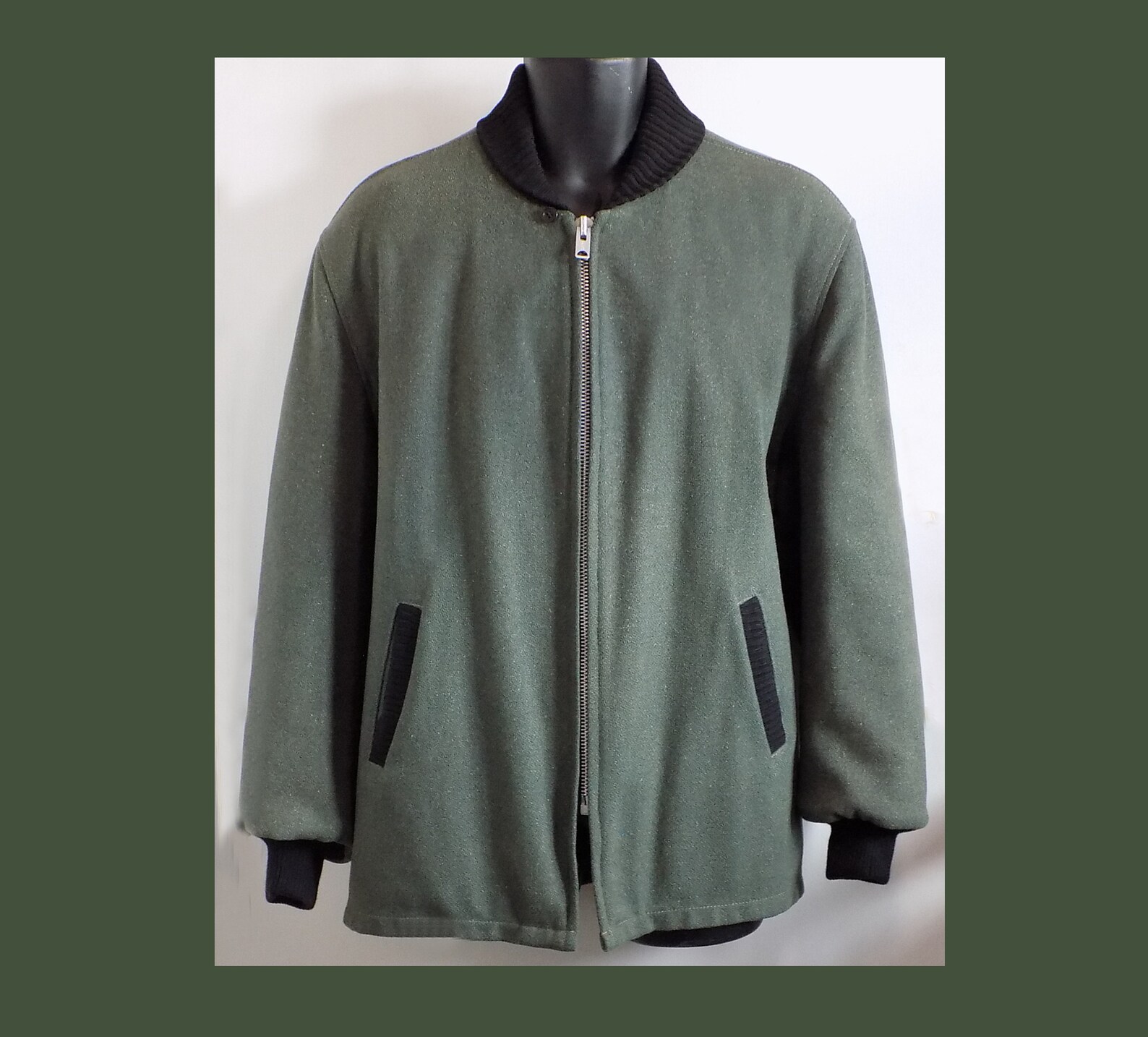 1950s CLICKER Car Club Coat by LAKELAND, Great Condition, Olive Green ...