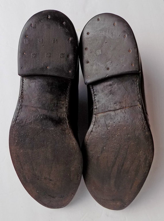 1950s-70s NUNN BUSH Wingtip Slip ons / Black leather … - Gem