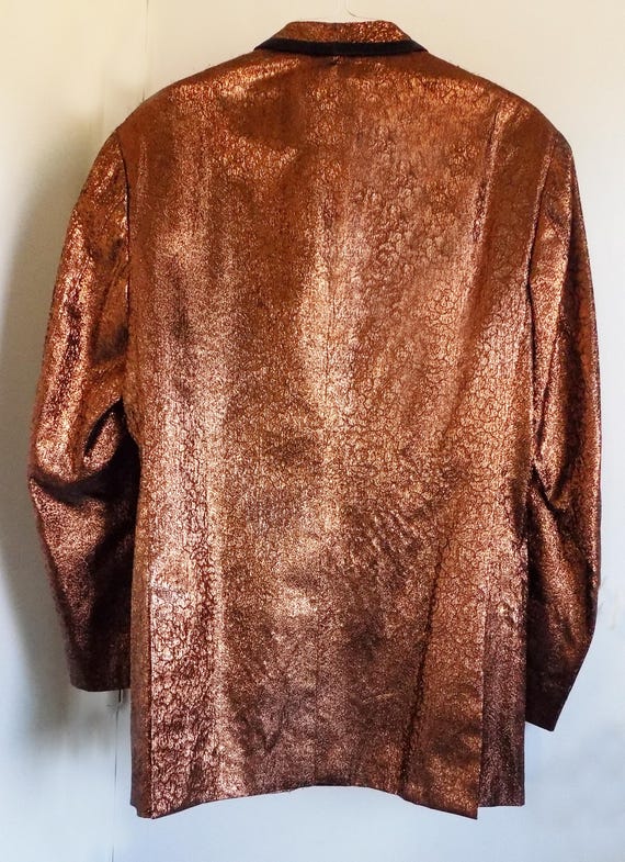 1950s-60s metallic cooper-color thread jacket, rose p… - Gem
