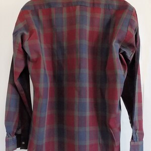 1950s-60s ARROW King Cotton Loop Collar Shirt / Long Sleeved / 15.5 Collar / M / Red and Blue ...