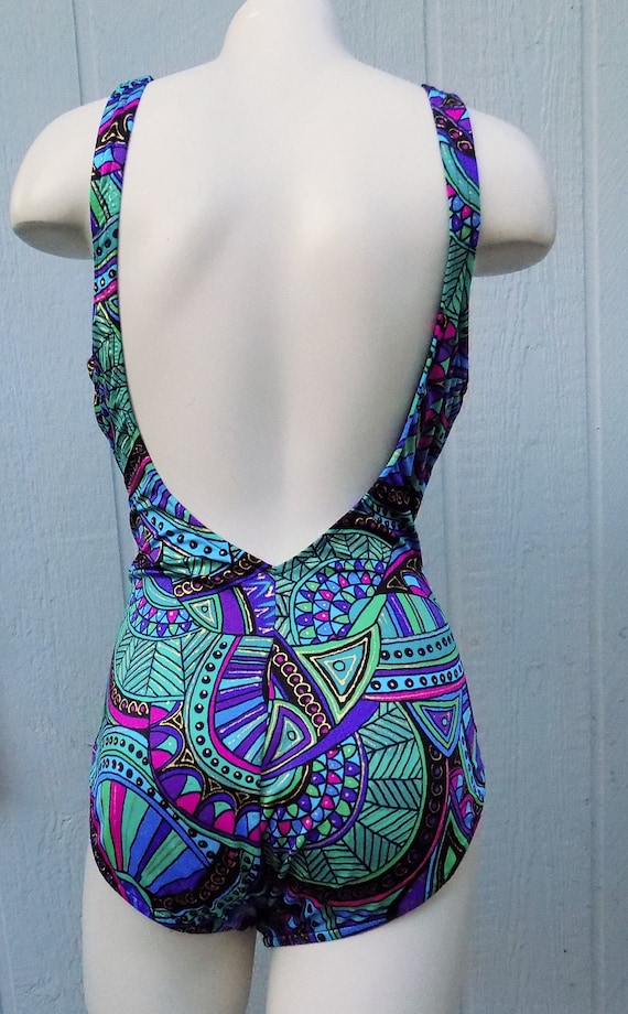 1980s Pin Up One Piece CATALINA bathing suit with met… - Gem