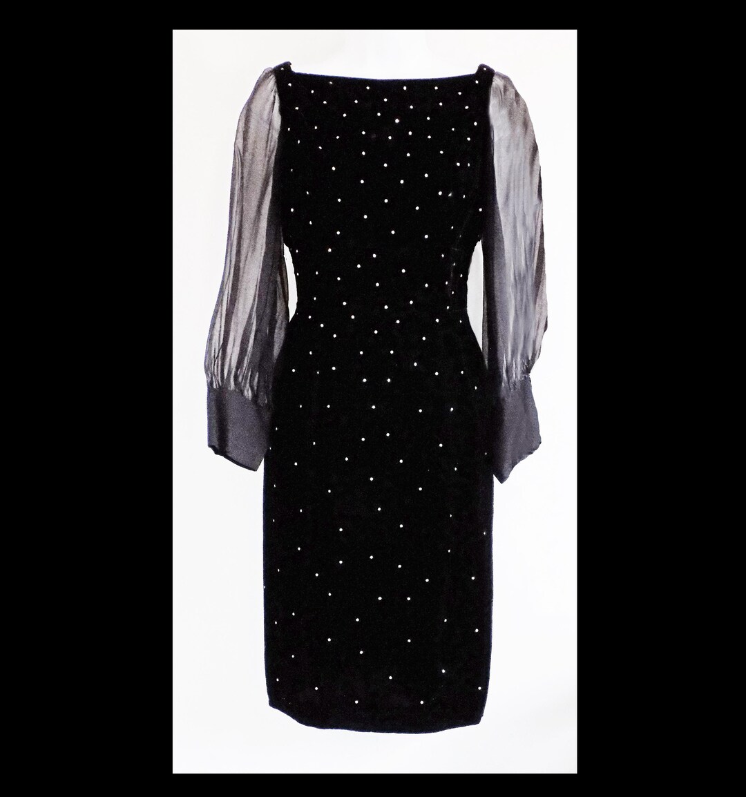 1960s Jay Herbert Holiday / Party Dress, Rhinestone Studded Black ...