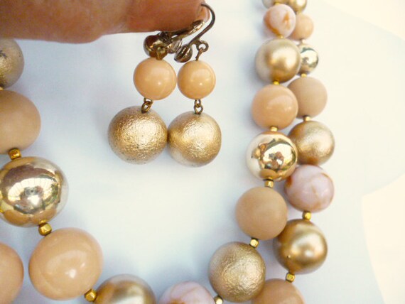 1950's Atomic Bead Necklace and Matching earrings set… - Gem