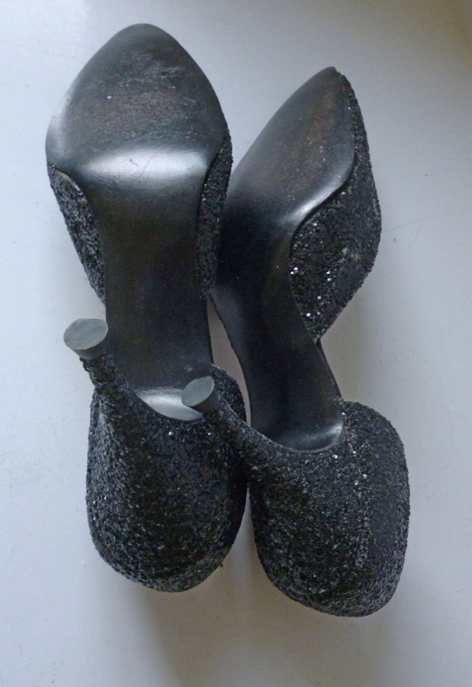 1950's Black Sparkle Stiletto High Heel Cocktail Pumps - Etsy