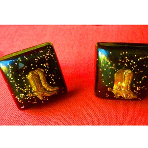 1950's Rockabilly Cowboy Western Cufflinks- Lucite-cowboy Boots-gold ...