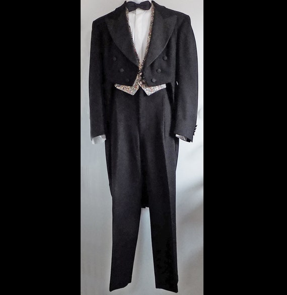 1940s winter wool formal black Tails with matching pa… - Gem