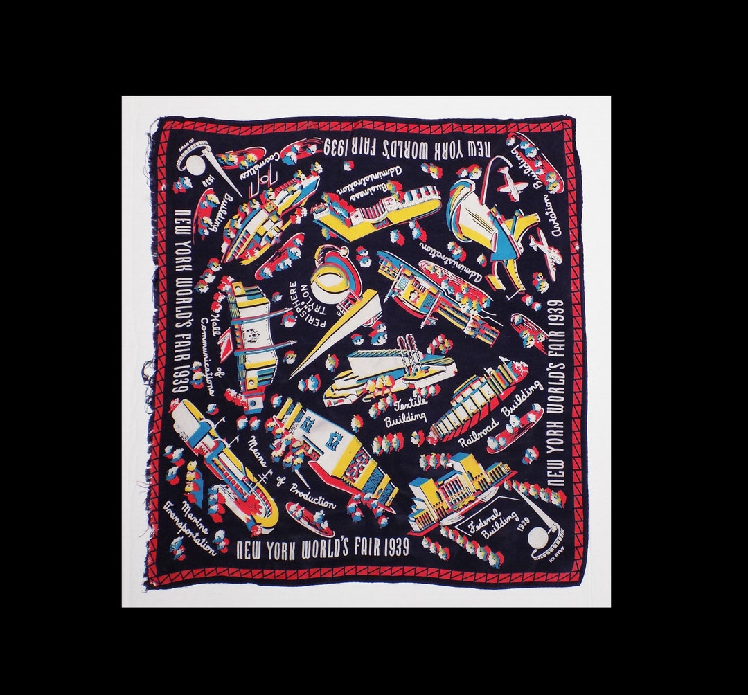 Rare 1939 World's Fair Scarf With Color Bleed, Holes, and Damaged Hem ...