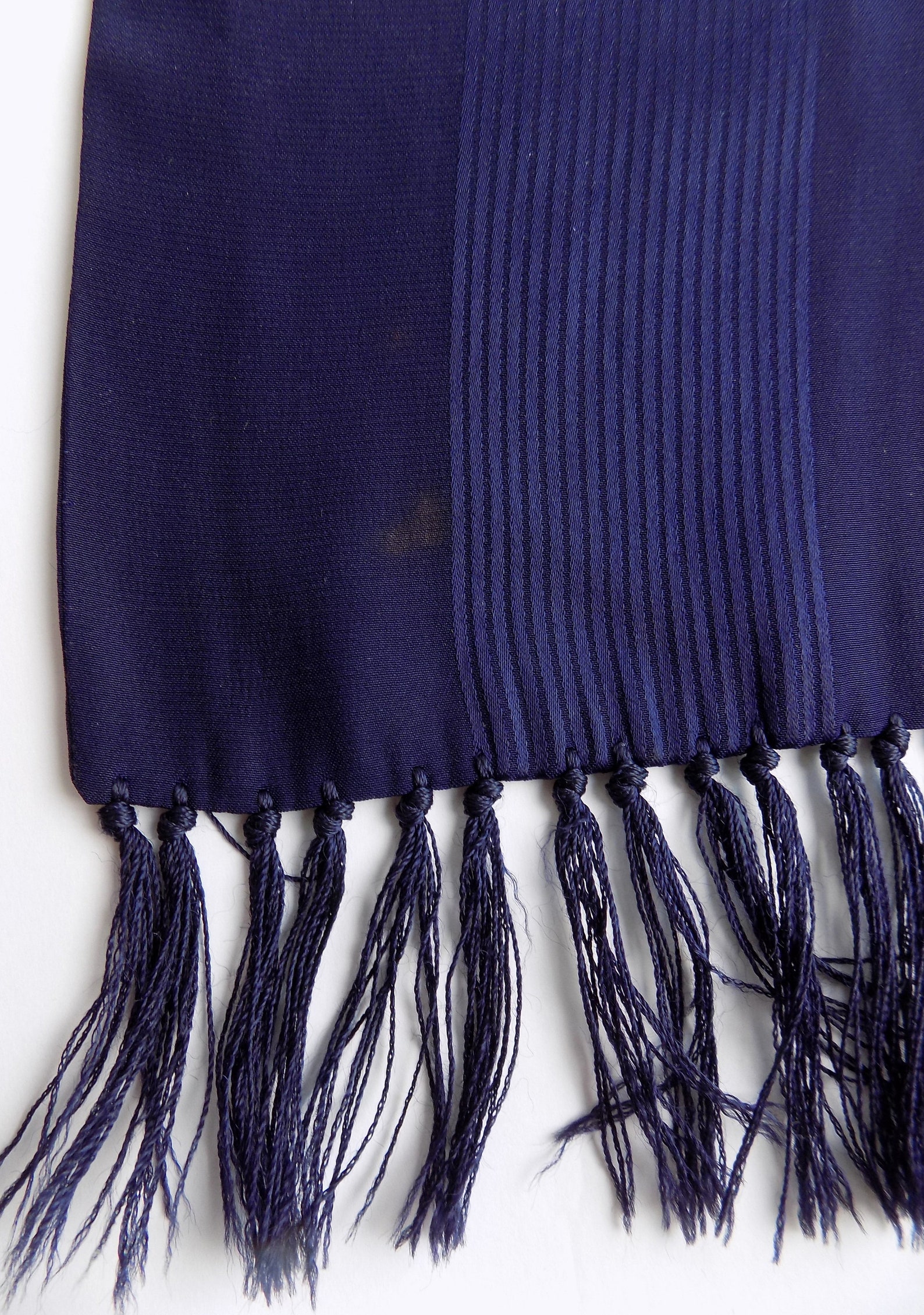 1940s Navy Blue Rayon Fringed Scarf/ Unisex / Formal / Wedding - Etsy