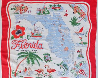 1950s Silk Florida State Souvenir Scarf - Etsy