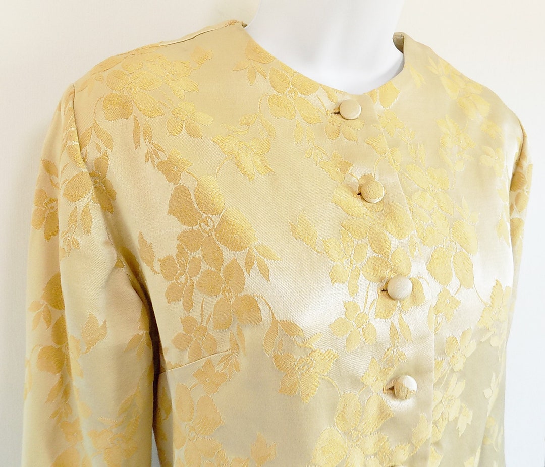 1960s Elegant and Demure Gold Floral Brocade Jacket / 6 Original ...