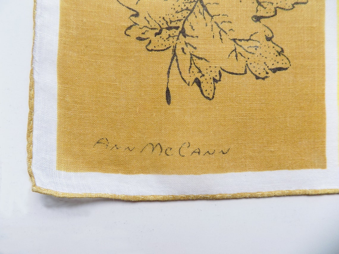 1950s Ann Mccann Hand Printed Cotton Handkerchief / Fall / | Etsy