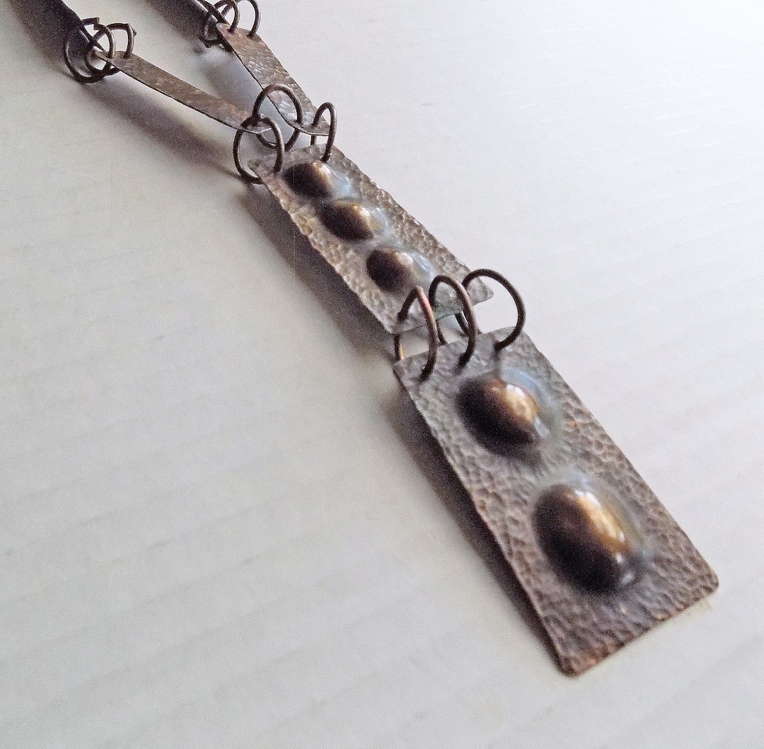 1950s-60s Beatnik Boho Artist Studio Copper Necklace / Hammered Copper ...