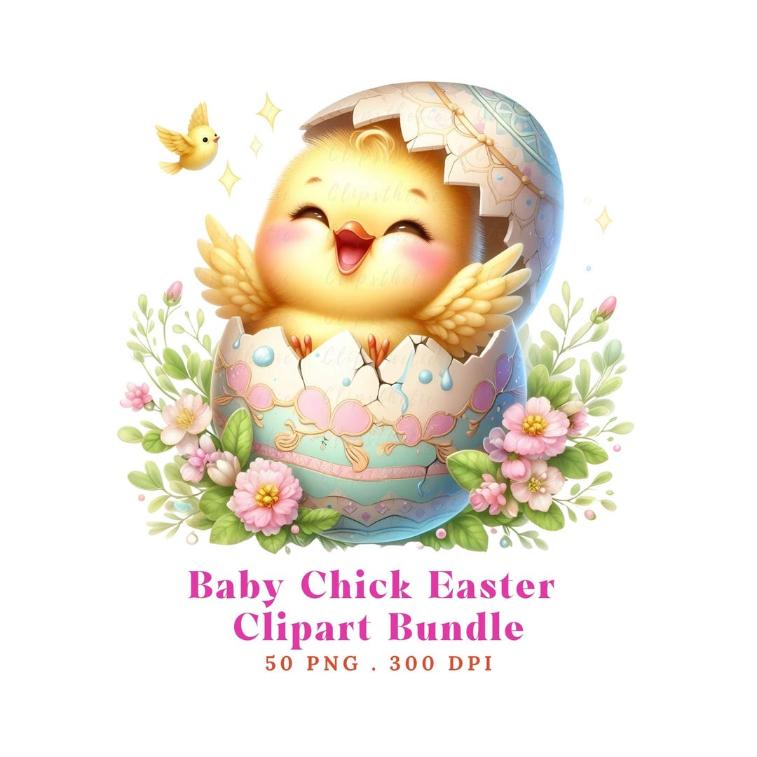 Easter Baby Chick Clipart Bundle, Pastel Spring PNG Images - Etsy