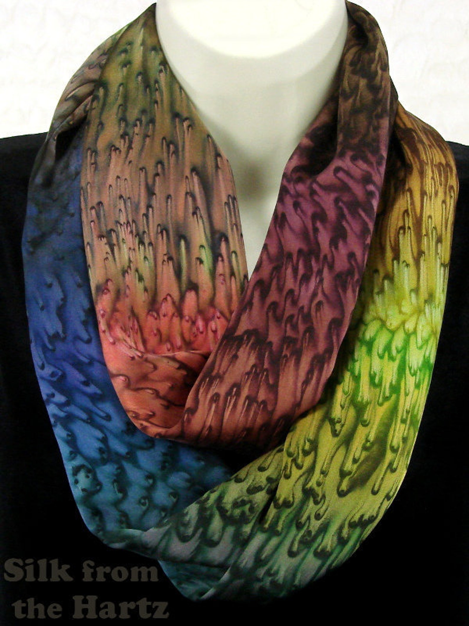 Earth Tone Silk Infinity Scarf - Etsy