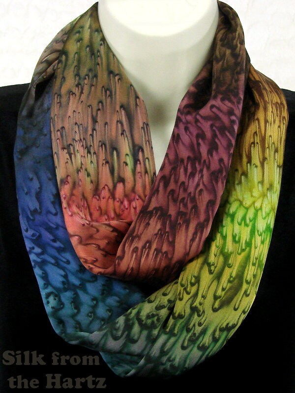Earth Tone Silk Infinity Scarf - Etsy