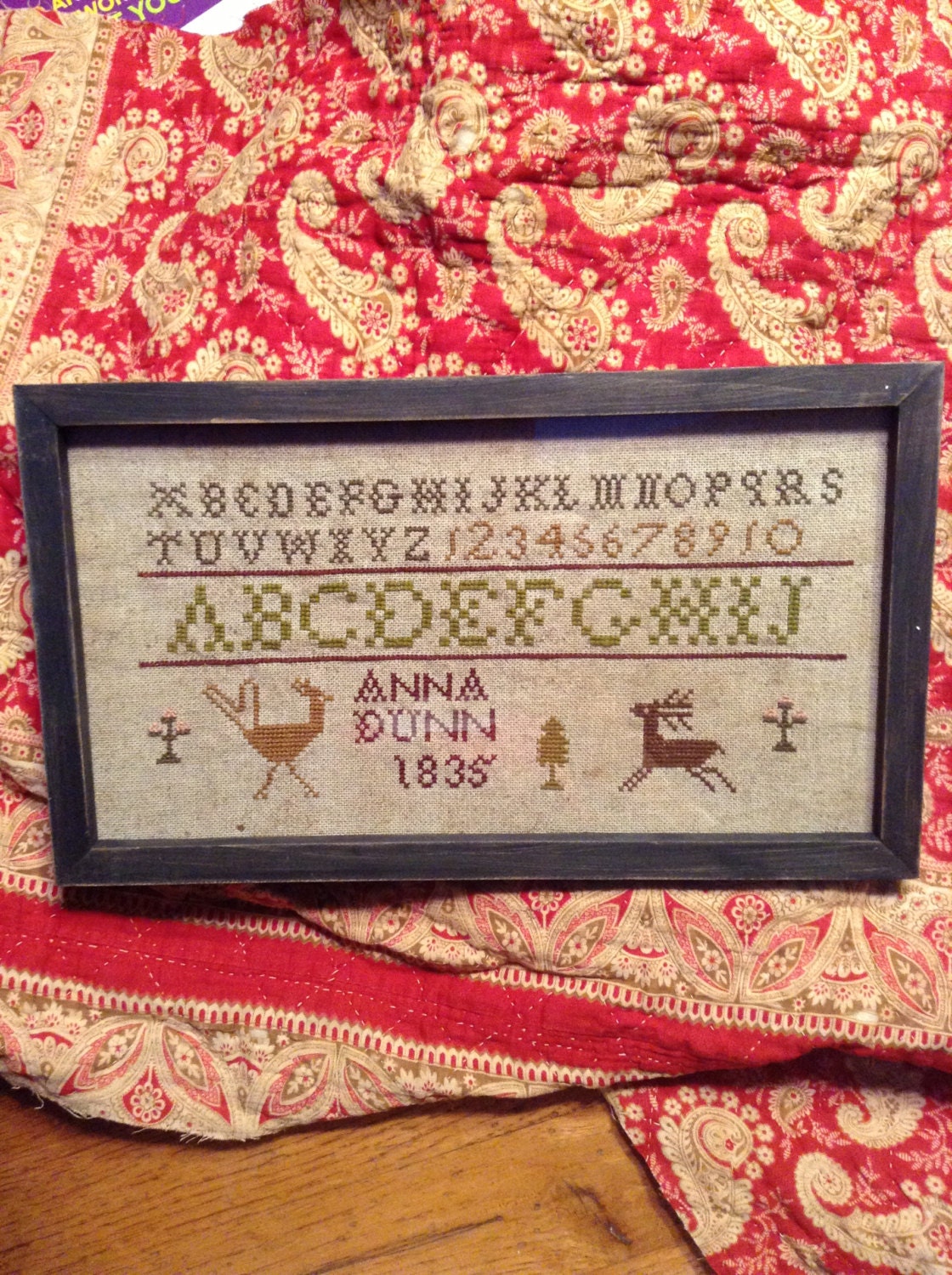 Primitive Early Style ANNA DUNN Sampler Repro - Etsy