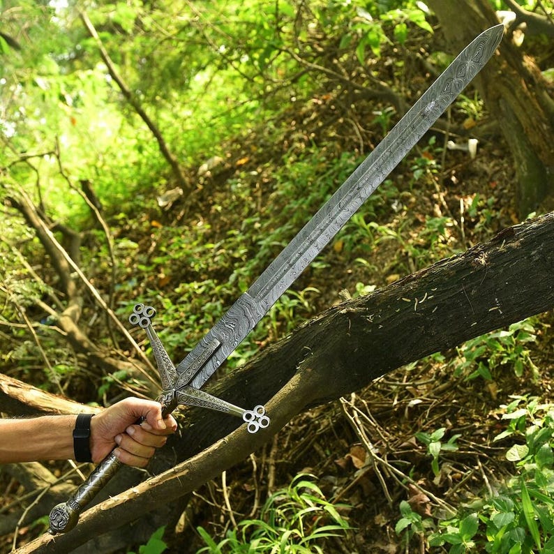 Handmade Scottish Claymore Sword: Damascus Steel, Medieval Two-handed ...