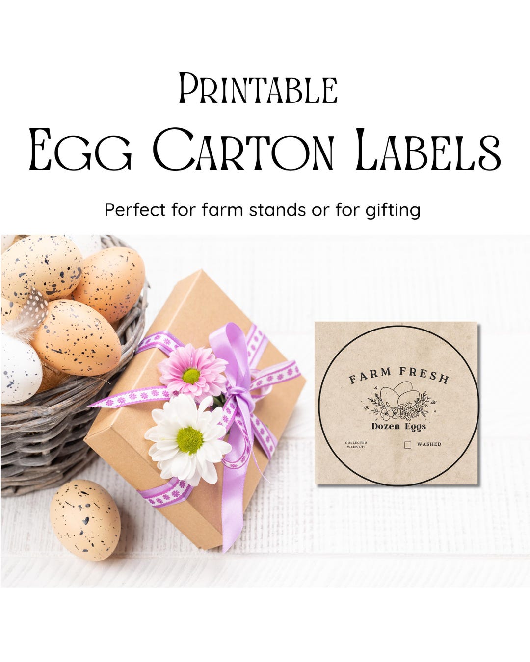 Printable Egg Carton Label Farm Fresh Egg Sticker Digital Download PDF ...