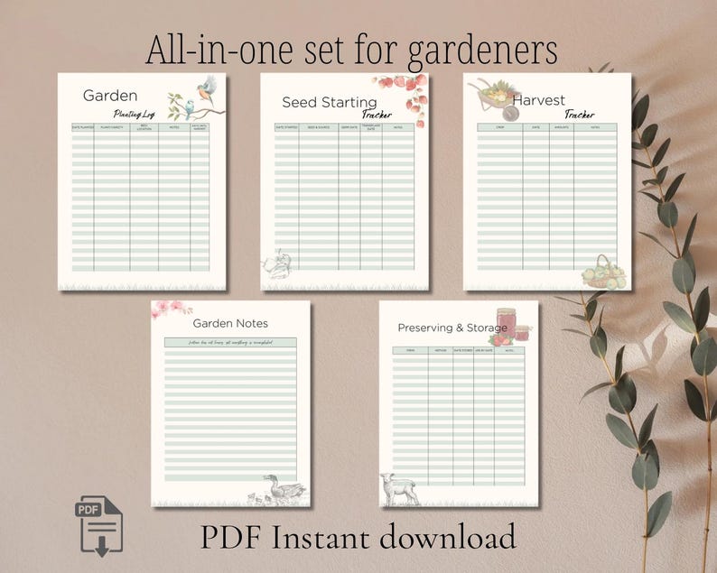 Printable Garden Tracker Set Homestead & Harvest Log Seed Starting ...