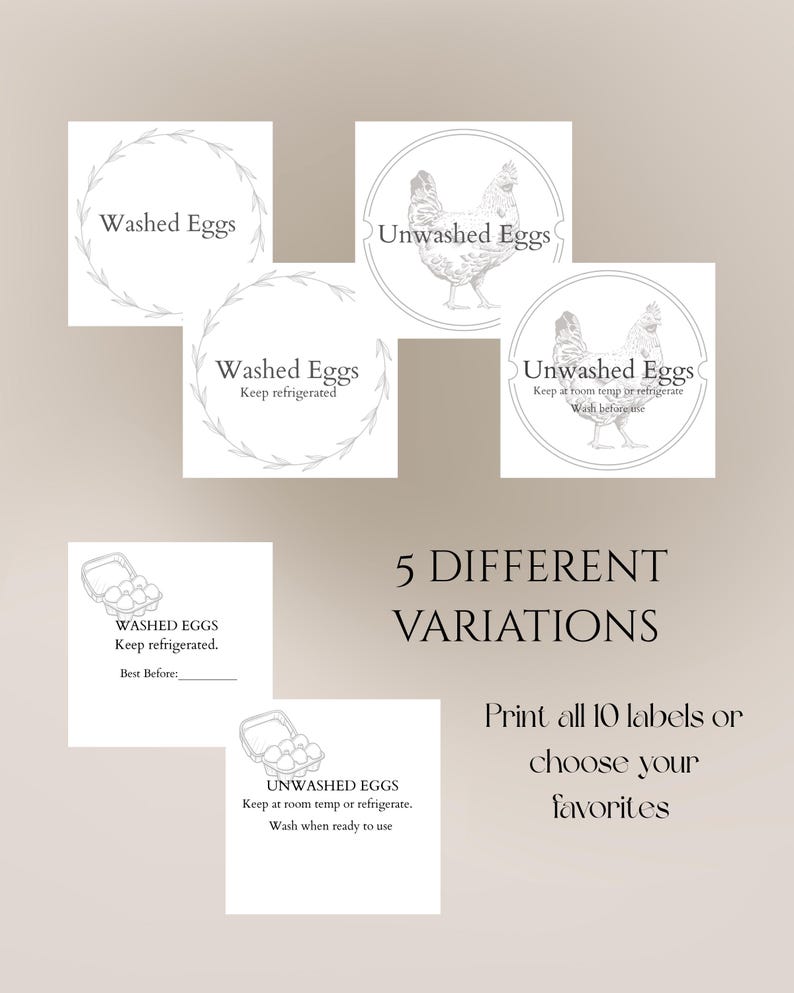Printable Egg Carton Labels Washed Unwashed Egg Care Tags Farm Fresh