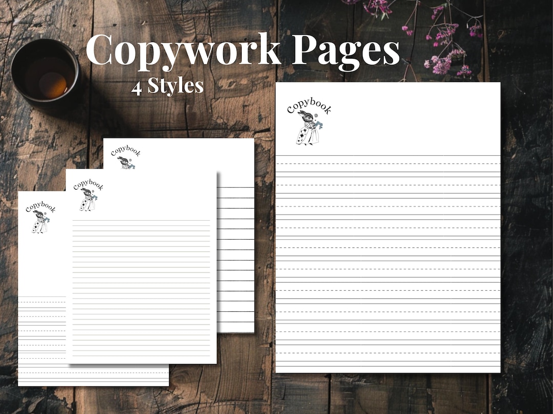 Printable Copywork Pages Vintage Rabbit Theme | Multiple Line Sizes for ...
