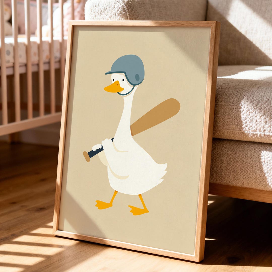 Little Slugger Goose Sports Nursery Wall Art | Kids Room Printable ...
