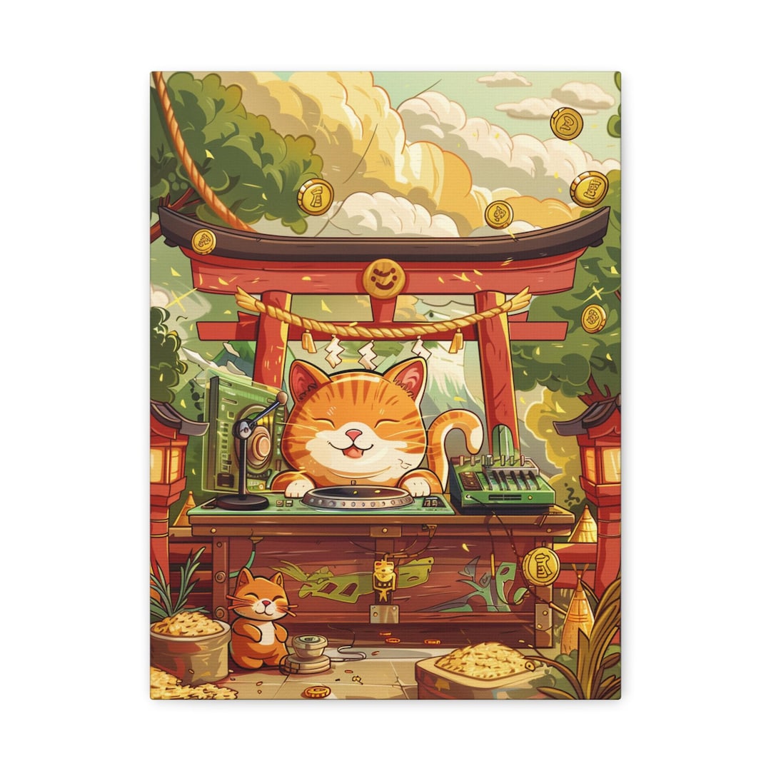DJ Tama and the Lucky Tanuki - Funny Japanese Cat Poster | Ukiyo-e ...