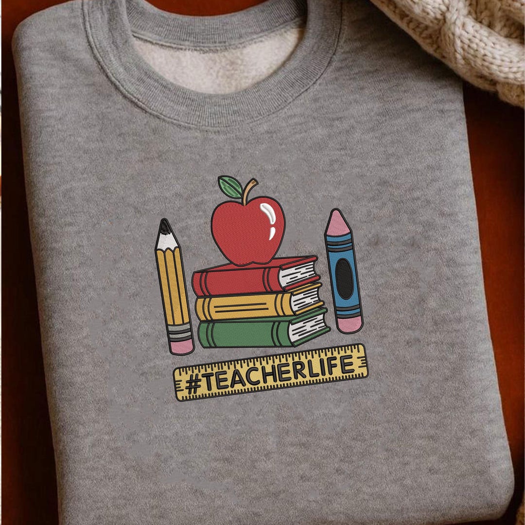 Teacher Life Embroidery Design, Back to School Embroidery File, Teacher ...
