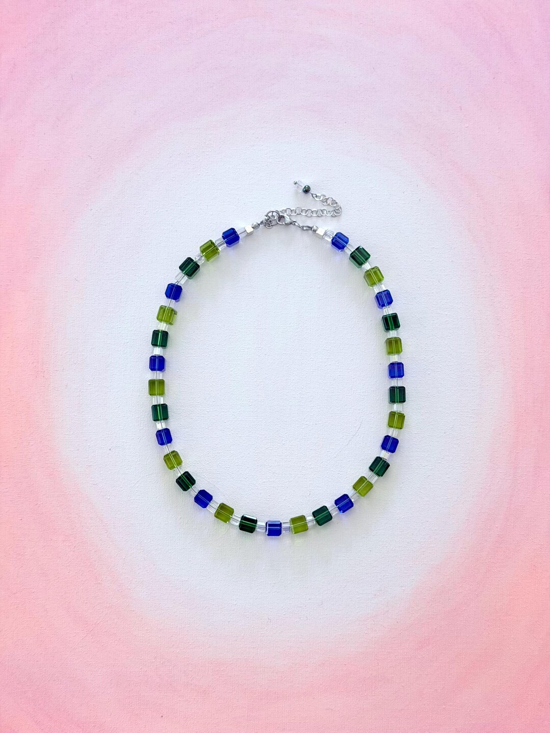 Neptune: Ocean-inspired Czech Glass Cube Necklace - Etsy