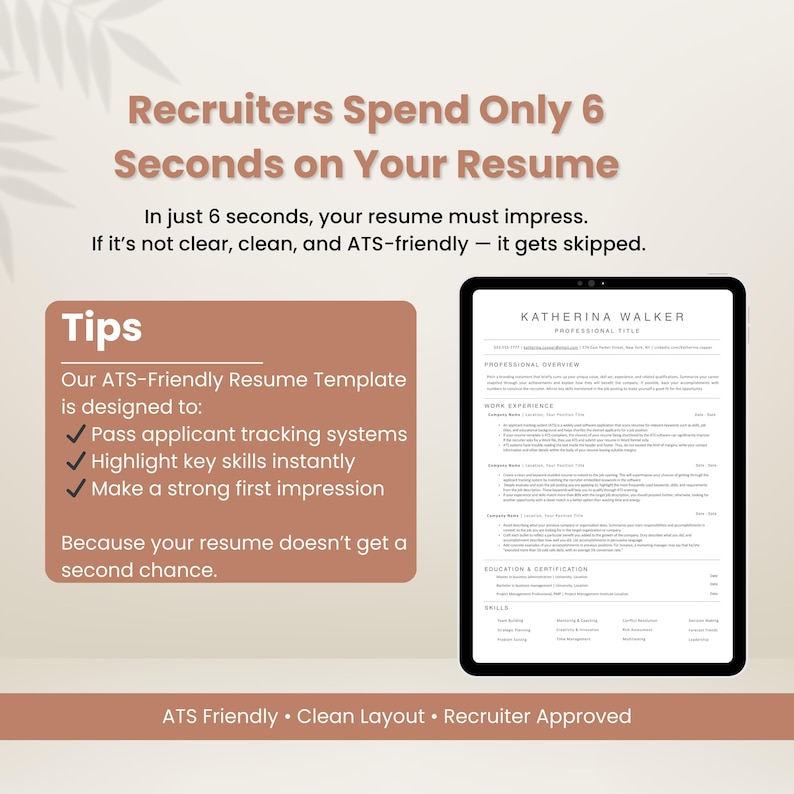 ATS Friendly Resume Template Canva, Pages, Google Docs, Word ...