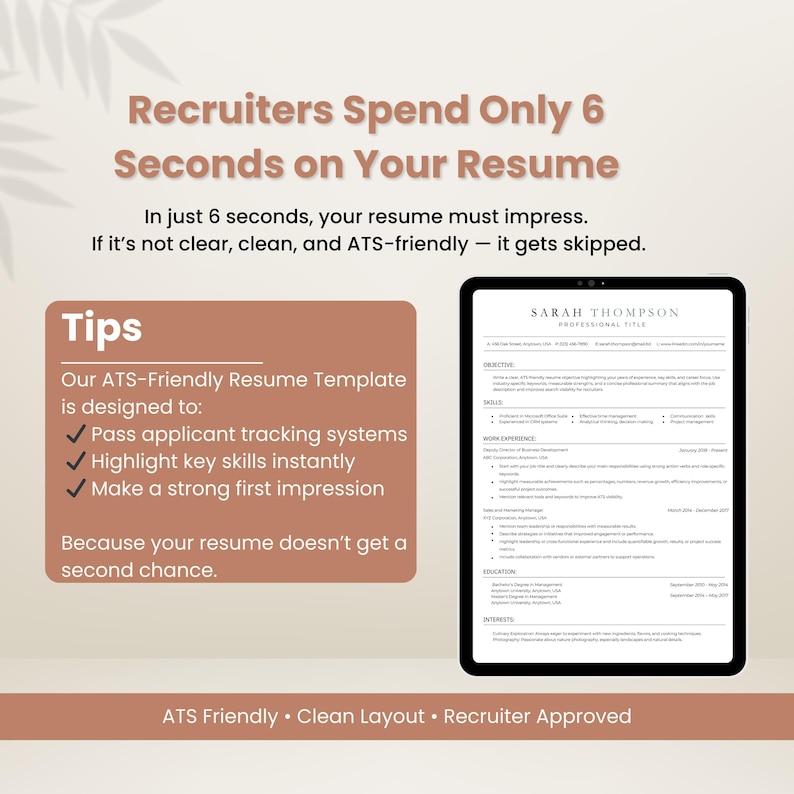 ATS Friendly Modern Resume Template 2026, Pages, Google Docs, ATS ...