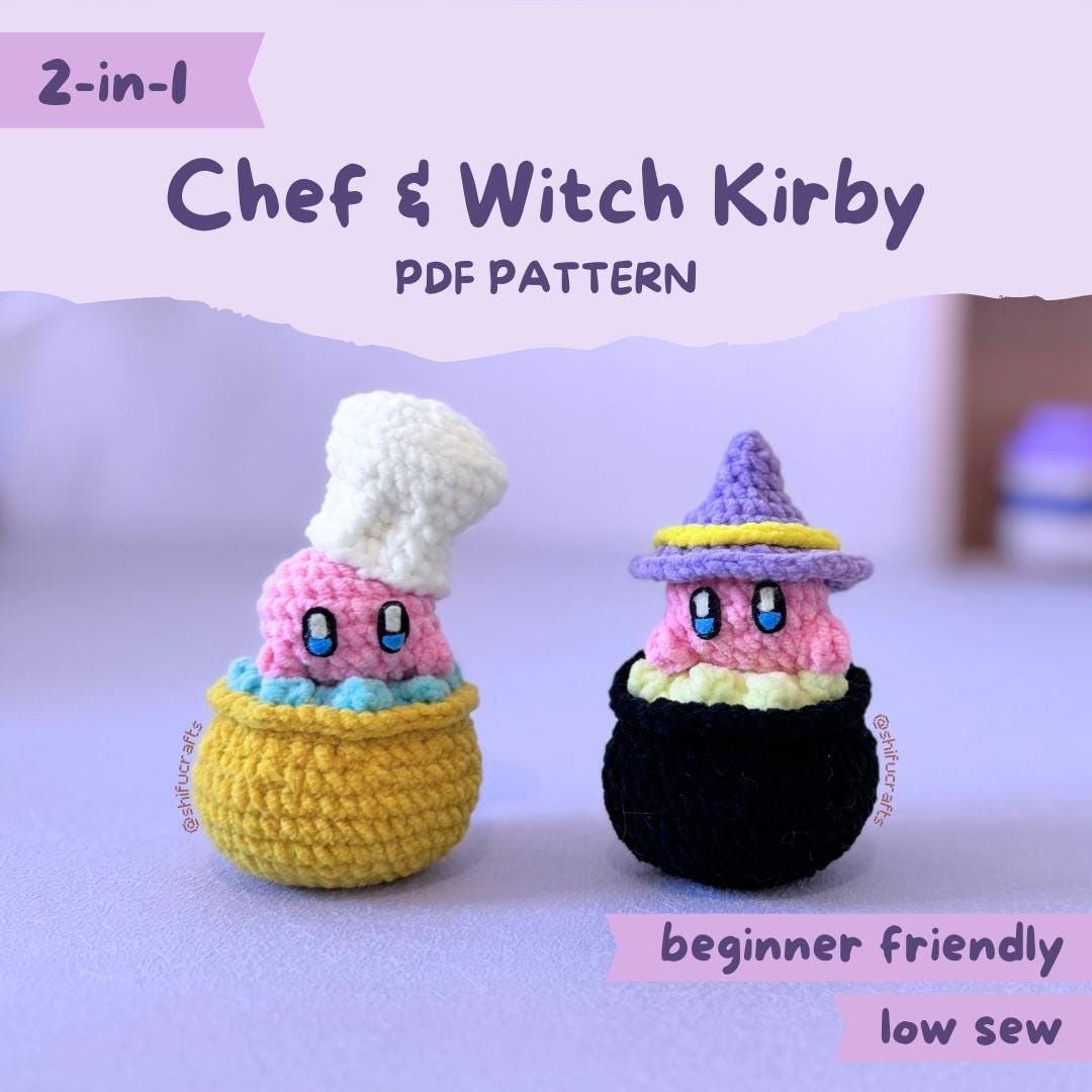2-in-1 Witch Chef Kirby Crochet Pattern PDF Tutorial | Halloween Decor ...