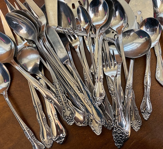 Event MIX and MATCH SILVERWARE shabby chic cottage core | Etsy
