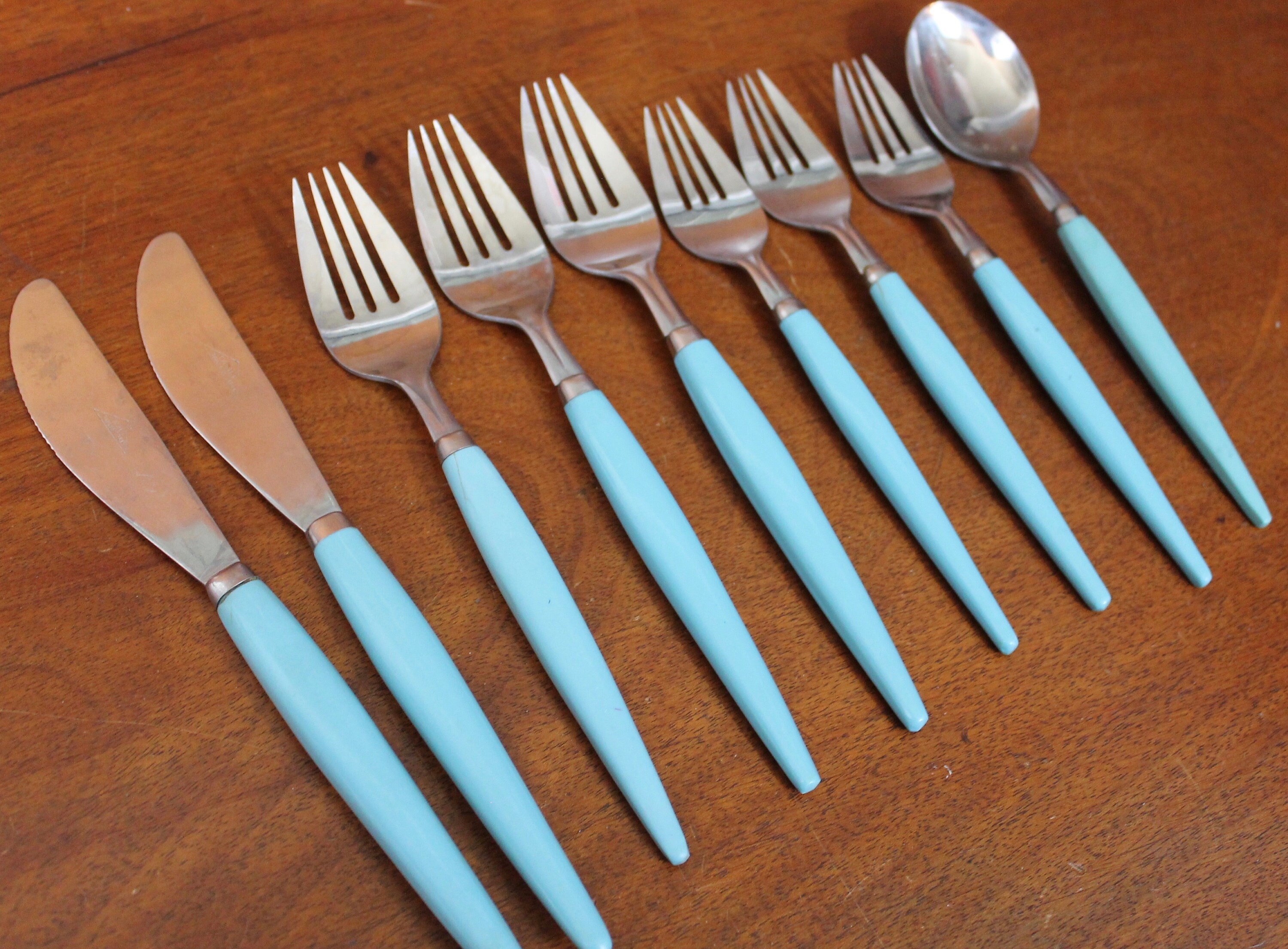 Vintage Castle Flatware Aqua Blue Plastic Handle - Etsy