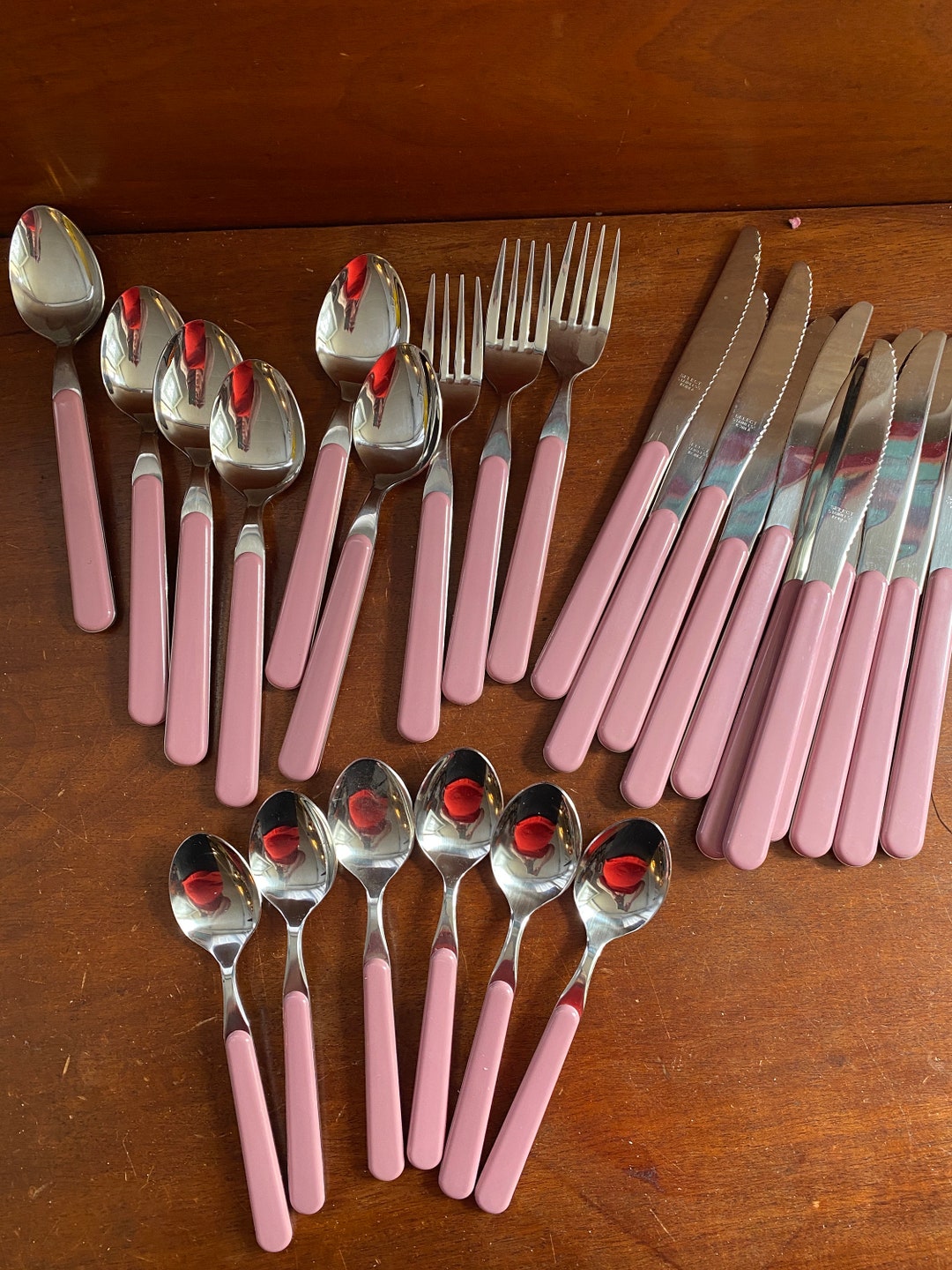 PINK Plastic Handles Replacement Select Stainless Flatware Vintage ...