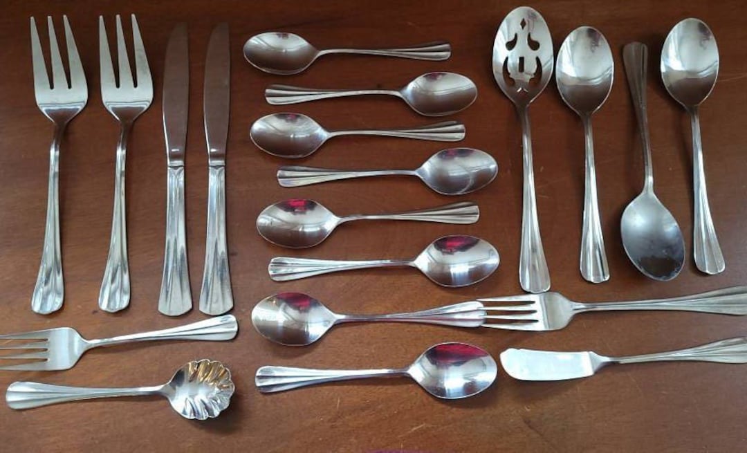Vintage Flatware Set | Utensils With Ridges | Flared Tip | Pfaltzgraff ...