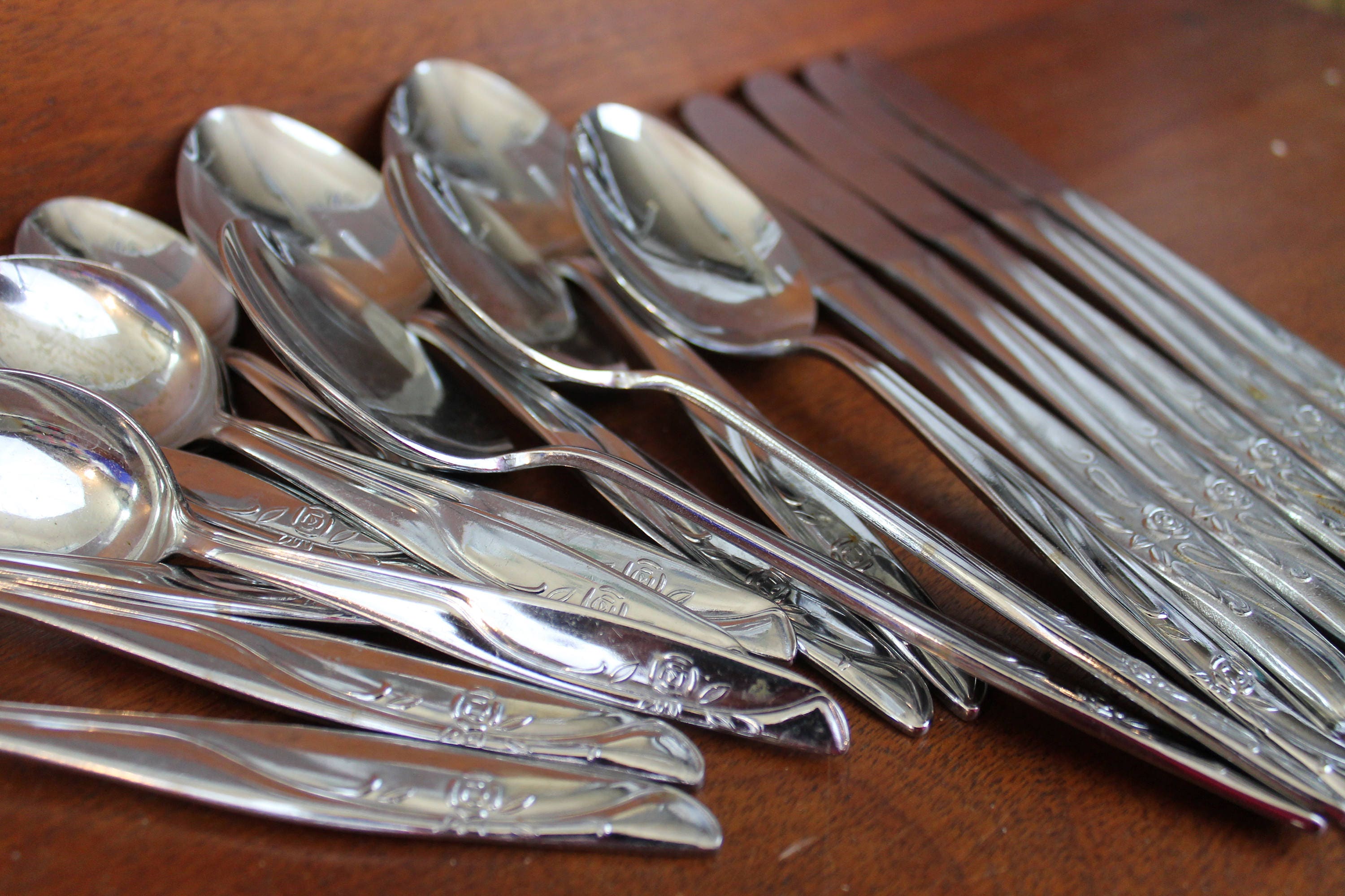 Rose Silverware Vintage Flatware Stainless Marked Japan Cutlery Floral ...
