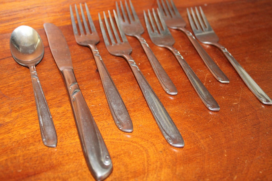 Swirls Vintage Flatware de HULL en Karlstad Pattern Stainless ...
