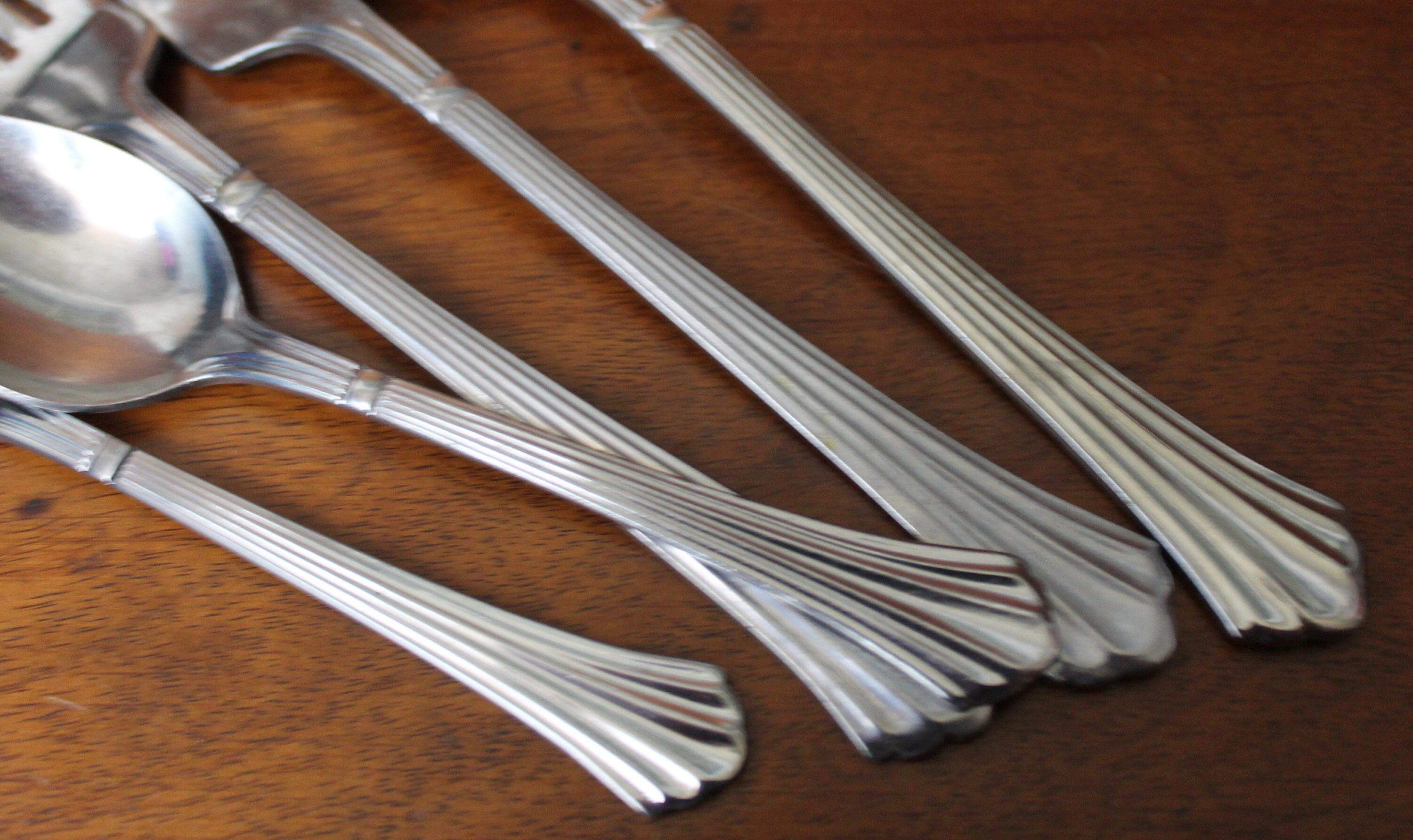 Vintage Flatware Set Utensils With Ridges Flared Tip | Etsy