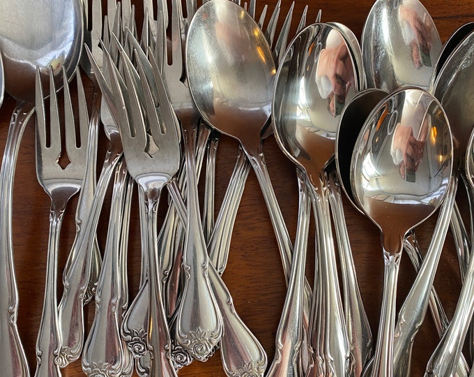 Oneida USA Arbor True Rose Stainless Flatware Forks 25 Piece - Etsy