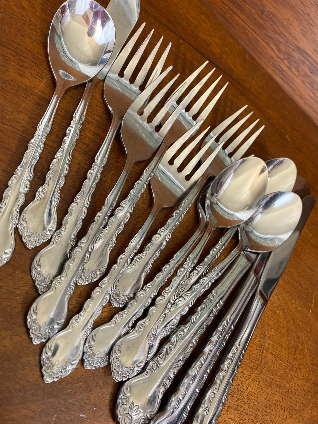 Floral Tipped Flatware Shabby Chic Vintage Silverware Shabby Chic ...