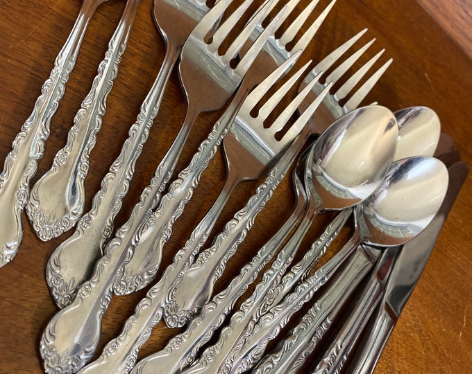 Floral Tipped Flatware Shabby Chic Vintage Silverware Shabby Chic ...