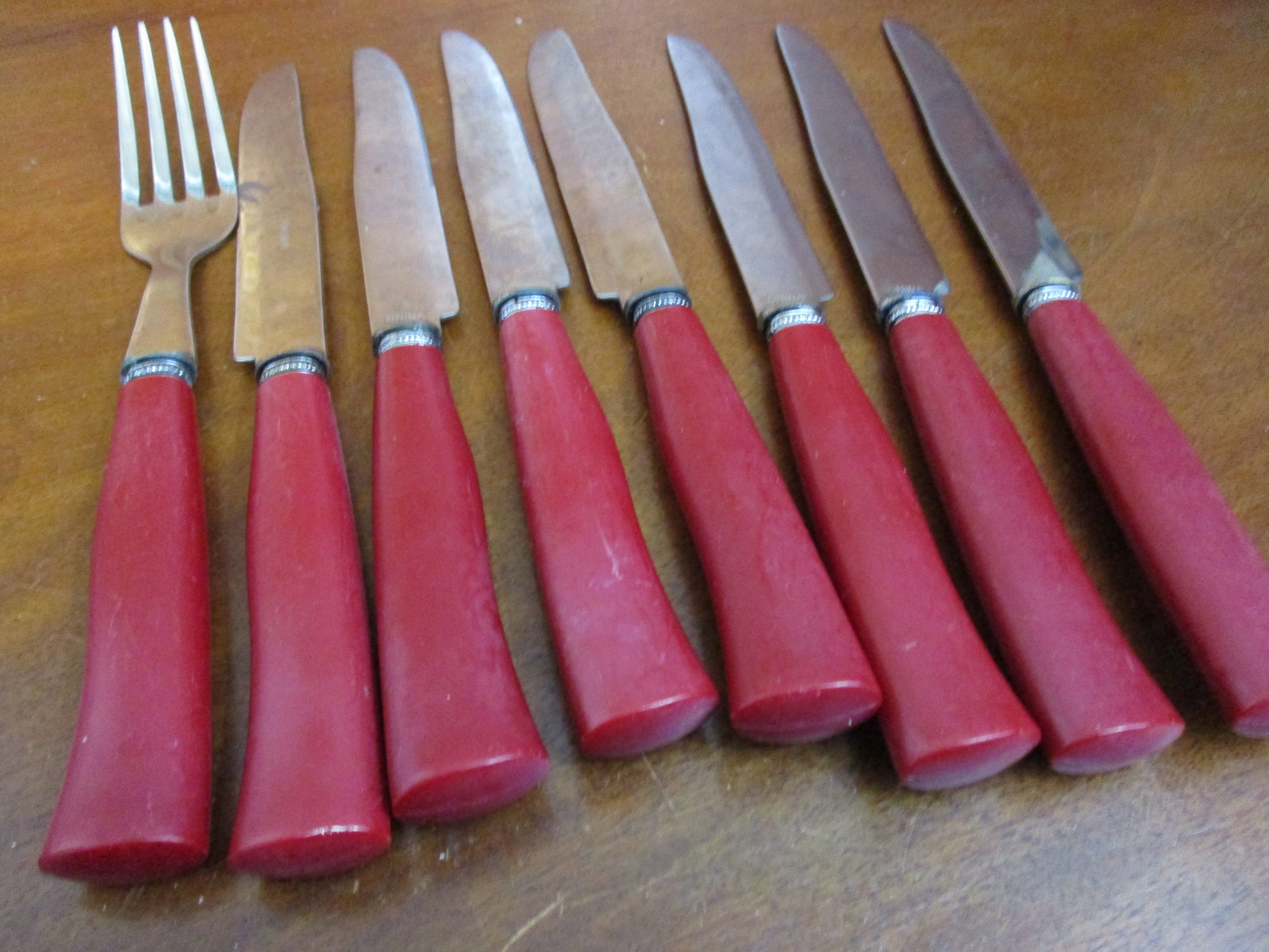 ONEIDA Vintage Silverware Plastic Handles Red Retro Silverware Party ...