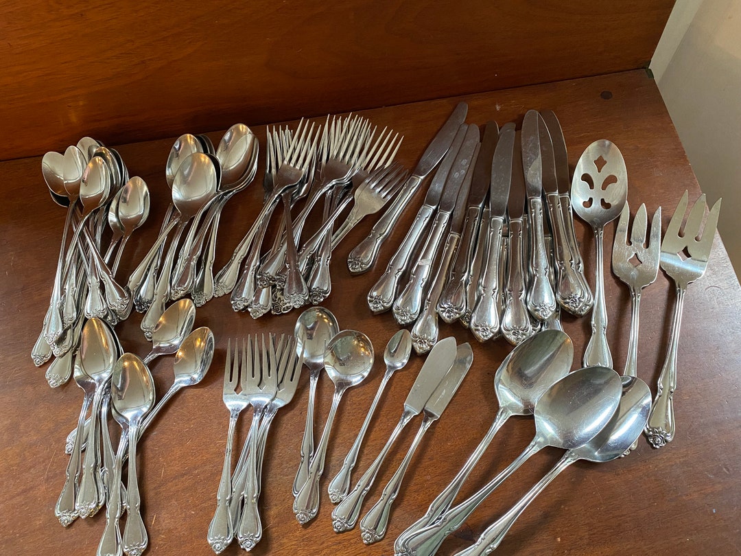 Vintage Silverware Oneida ARBOR ROSE or True Rose Handles Stainless ...