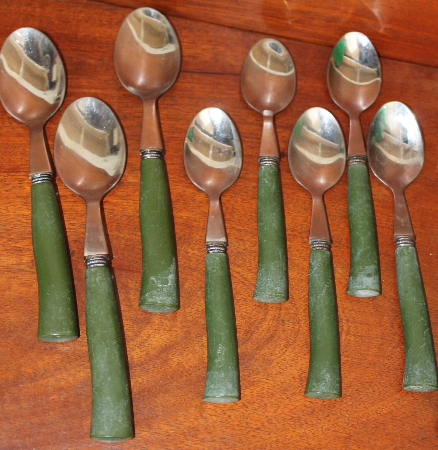 Green Handle Oneida 18 10 Vintage Silverware Replacement - Etsy