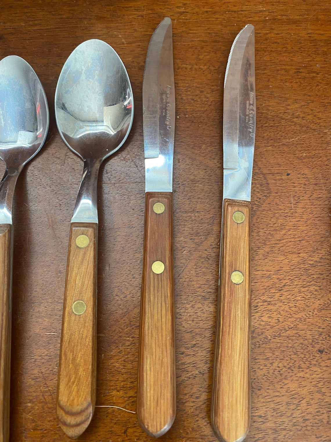 Vintage Flatware From WASHINGTON FORGE in Town & Country Pattern Wood ...
